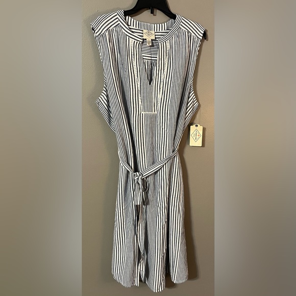 St. John's Bay | Dresses | St Johns Bay Blue White Striped Sleeveless ...